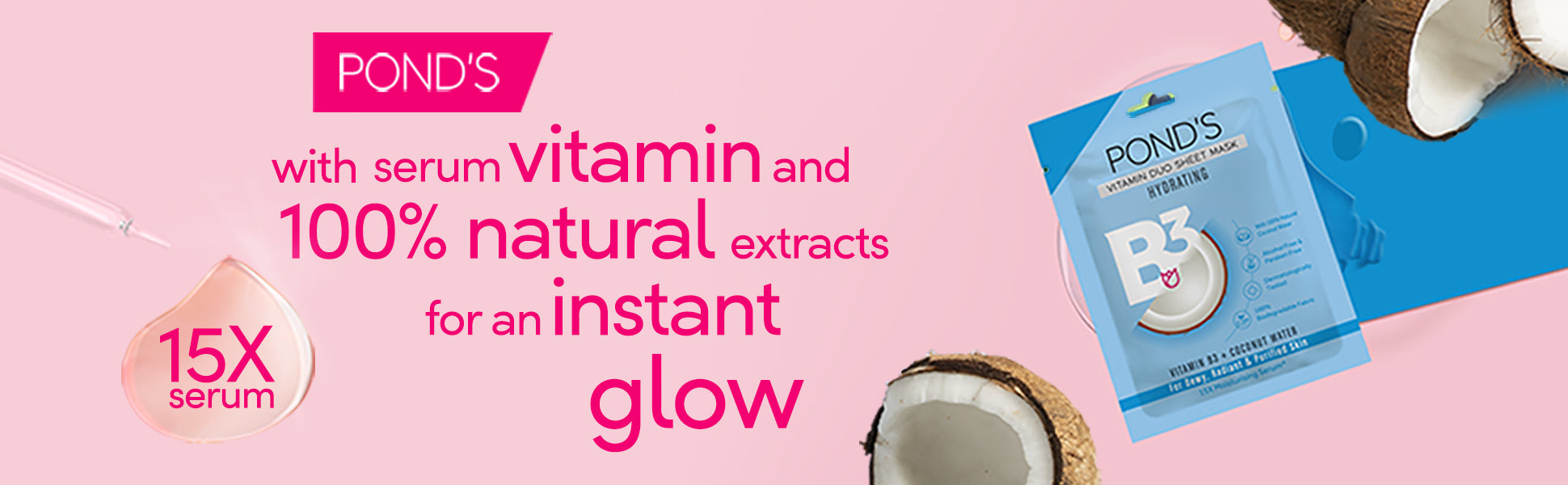 POND'S Hydrating Sheet Mask With 100% Natural Coconut Water & Vitamin ...