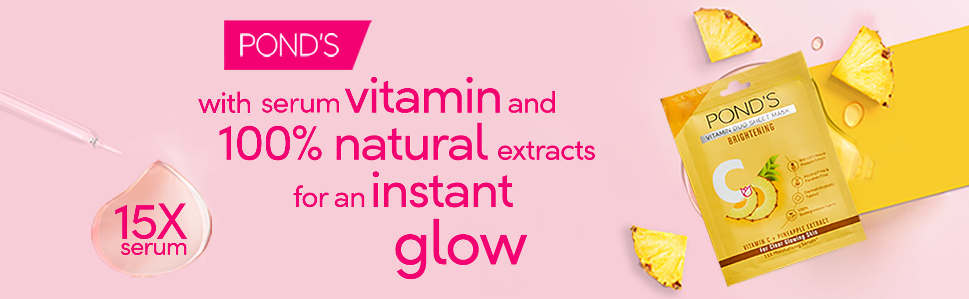 POND'S Vitamin C Brightening Sheet Mask With 100% Natural Pineapple ...